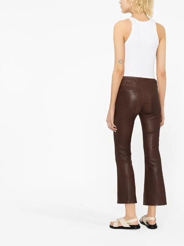 FRAME Le Crop Mini Boot Leather Trousers - Brown