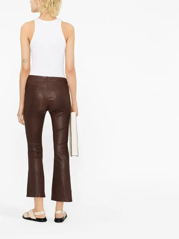 FRAME Le Crop Mini Boot Leather Trousers - Brown