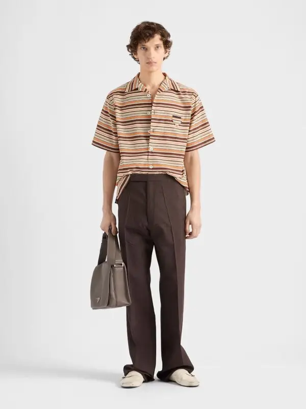Prada Sienna Striped Cotton Bowling Shirt