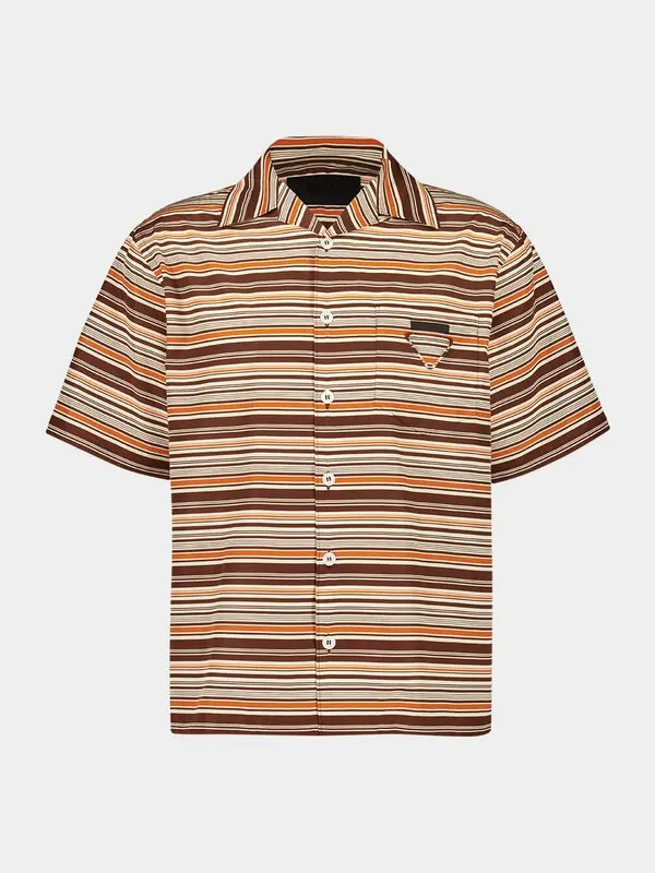 Prada Sienna Striped Cotton Bowling Shirt
