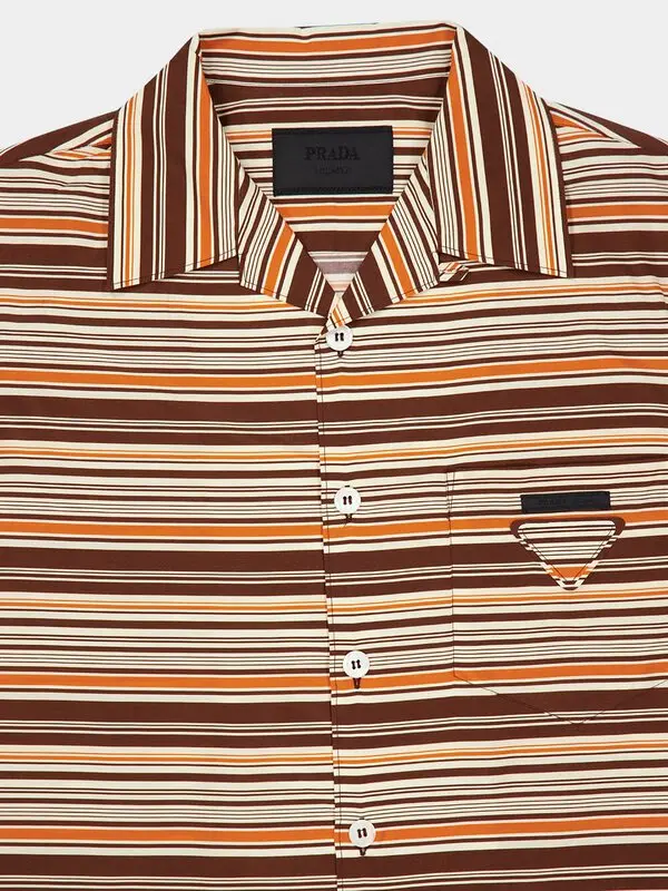 Prada Sienna Striped Cotton Bowling Shirt