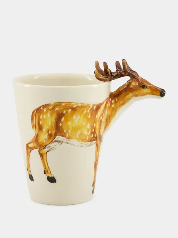 BLUE WITCH Deer Ceramic Coffee Mug - Brown