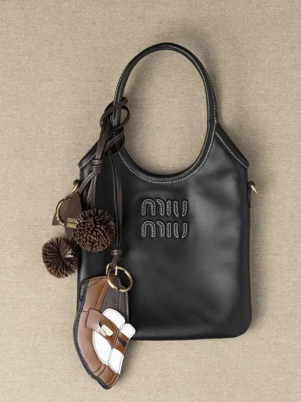 Miu Miu Cognac White Penny Loafer Leather Keychain - Brown