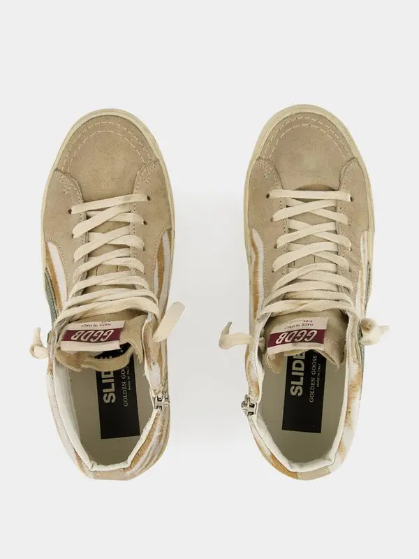 GOLDEN GOOSE Slide Classic Zebra Horsy Sneakers