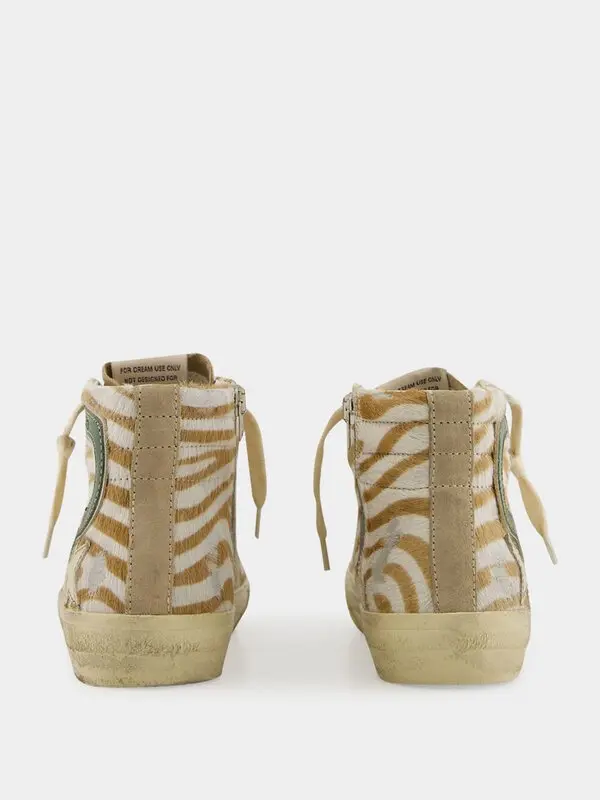 GOLDEN GOOSE Slide Classic Zebra Horsy Sneakers