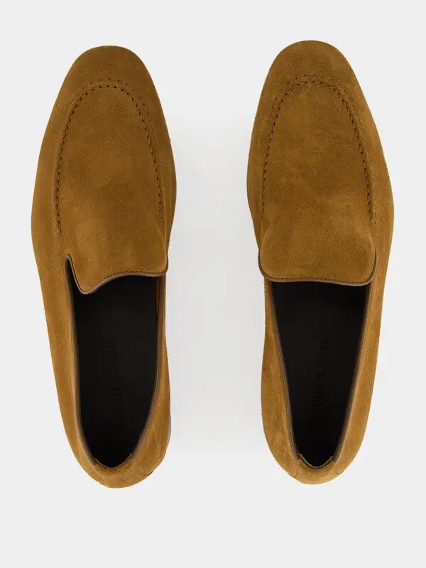 Manolo Blahnik Truro Suede Apron Loafers - Brown