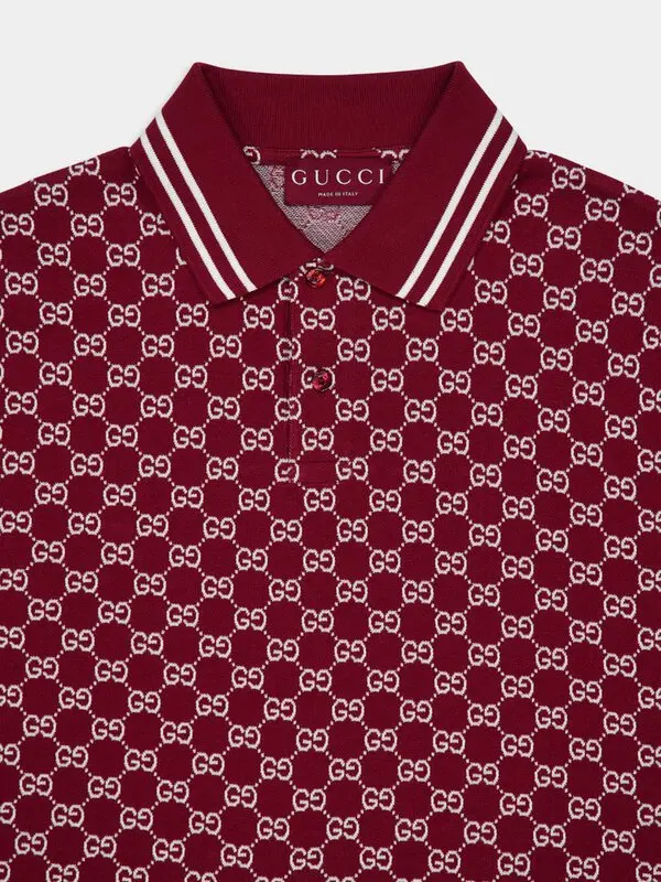 Gucci Rosso Ancora Red Polo Gg Jacquard