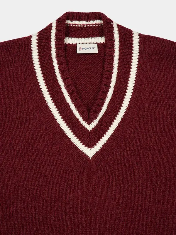 Moncler Padded V-neck Jumper - Burgundy