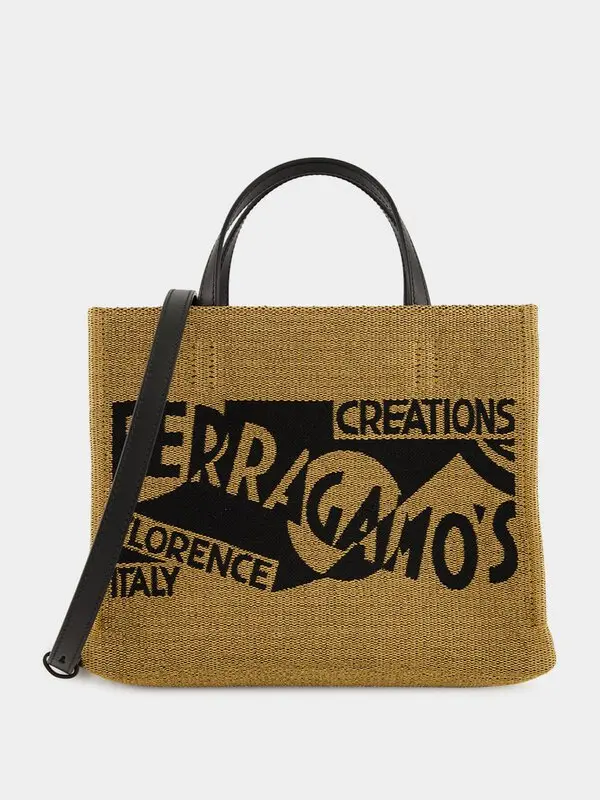 FERRAGAMO Medium Venna Logo Tote Bag - Brown