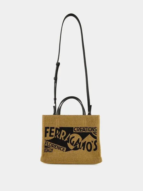 FERRAGAMO Medium Venna Logo Tote Bag - Brown