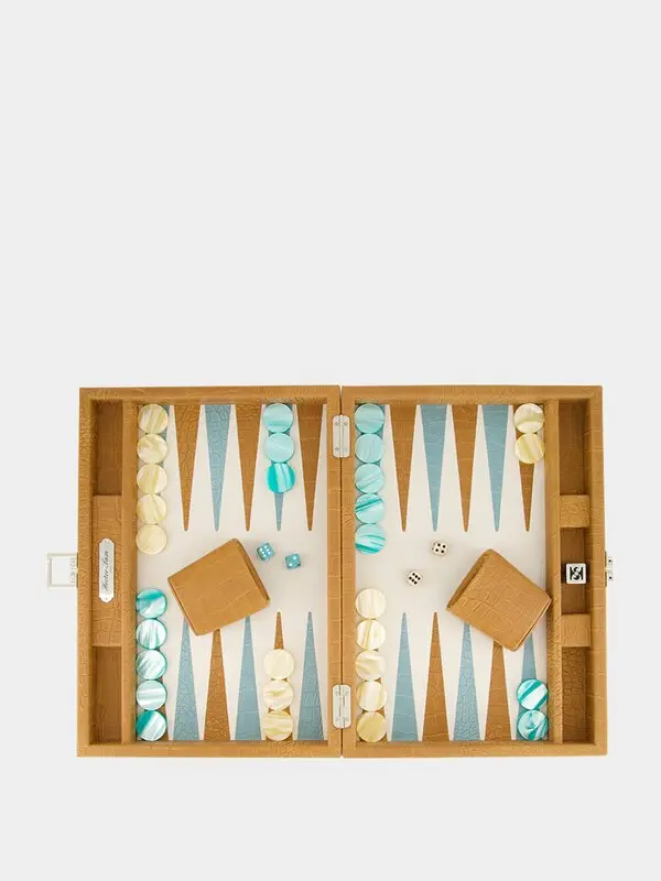 HECTOR SAXE PARIS Amber Alligator Backgammon Set