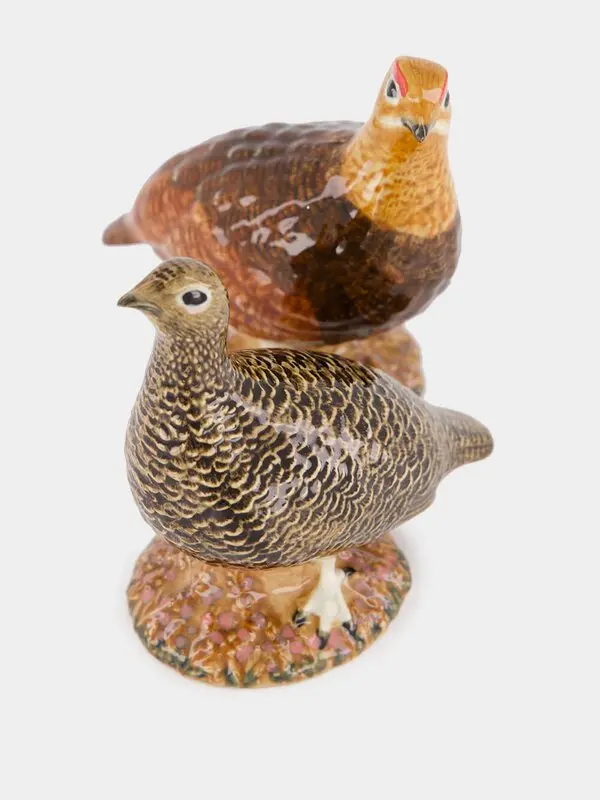 QUAIL CERAMICS Set Of 2 Handpainted Grouse Figures