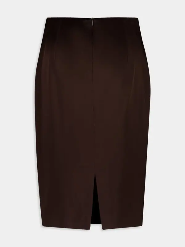 TOM FORD Deep Satin Midi Skirt - Brown