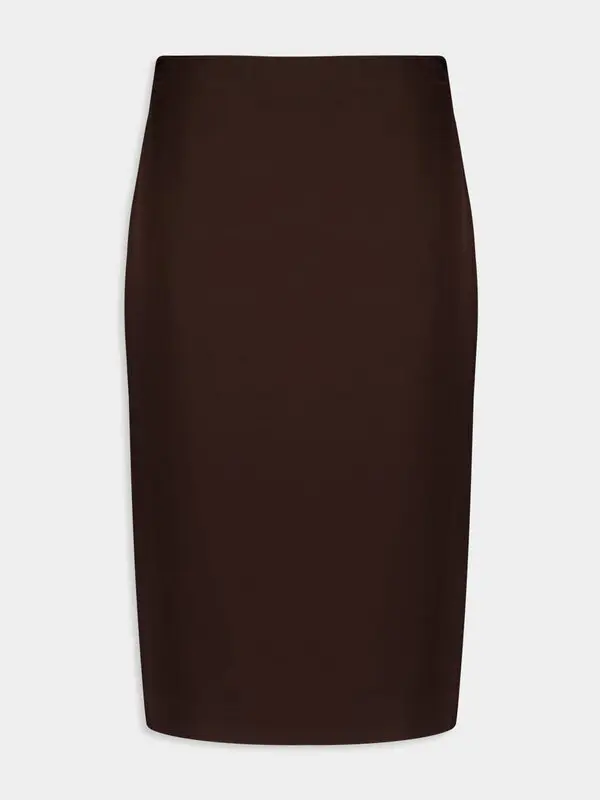 TOM FORD Deep Satin Midi Skirt - Brown