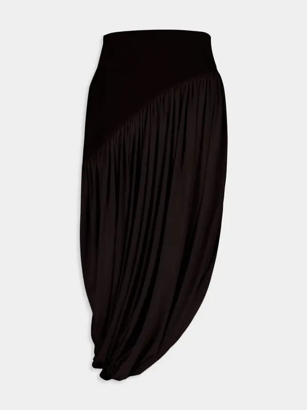 FERRAGAMO Dark Espresso Draped Skirt