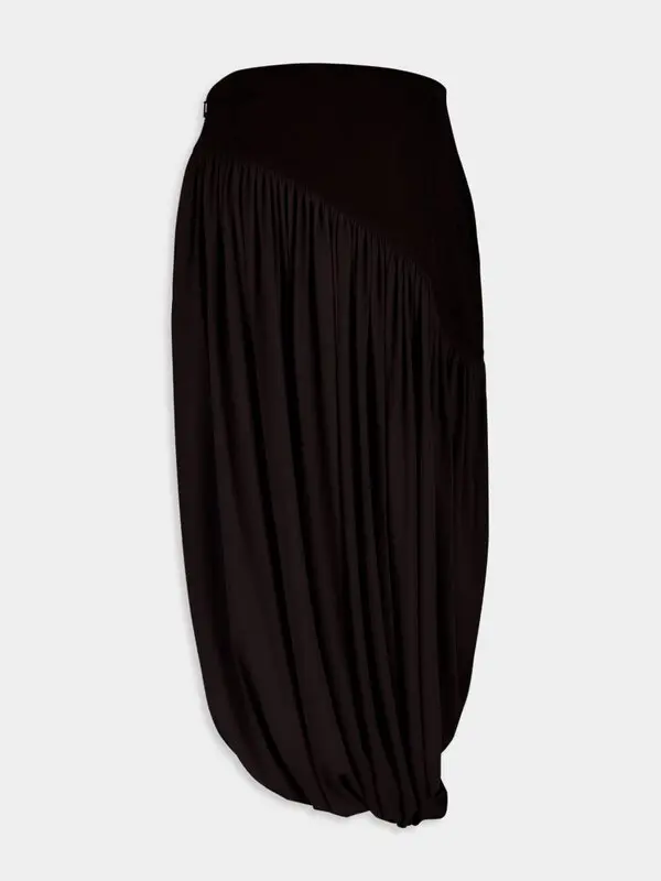 FERRAGAMO Dark Espresso Draped Skirt