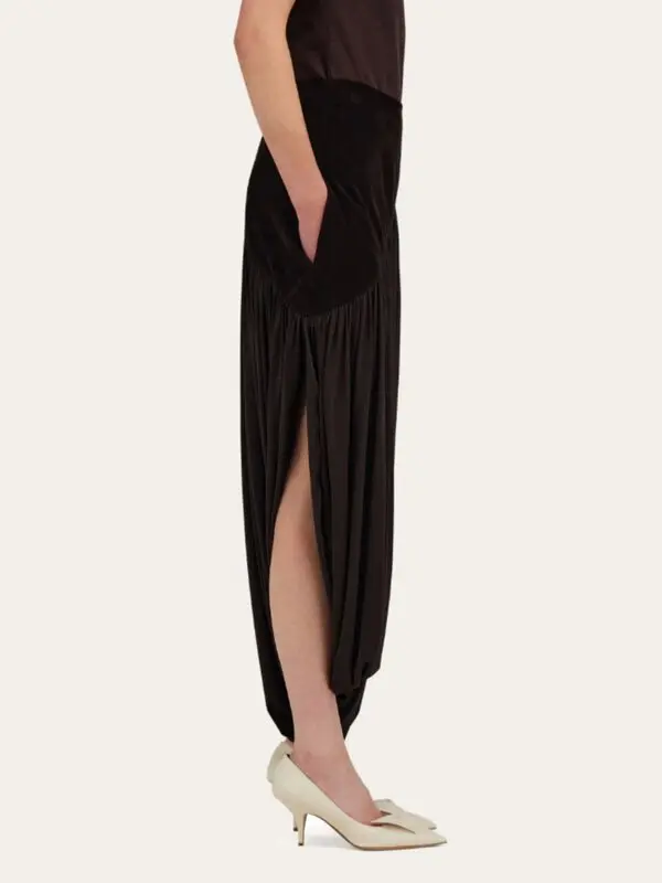 FERRAGAMO Dark Espresso Draped Skirt