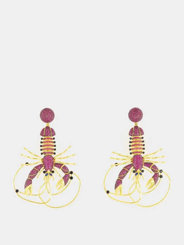 Begum Khan Gold-plated Lobster Earrings - Burgundy