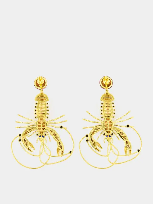 Begum Khan Gold-plated Lobster Earrings - Burgundy