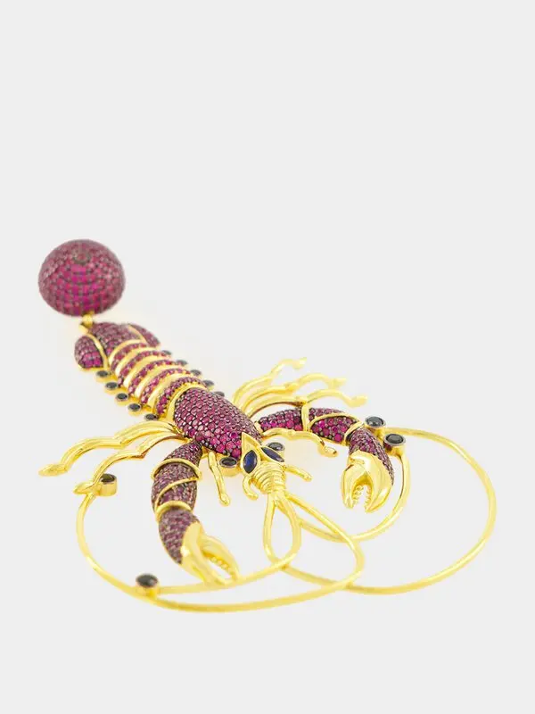 Begum Khan Gold-plated Lobster Earrings - Burgundy