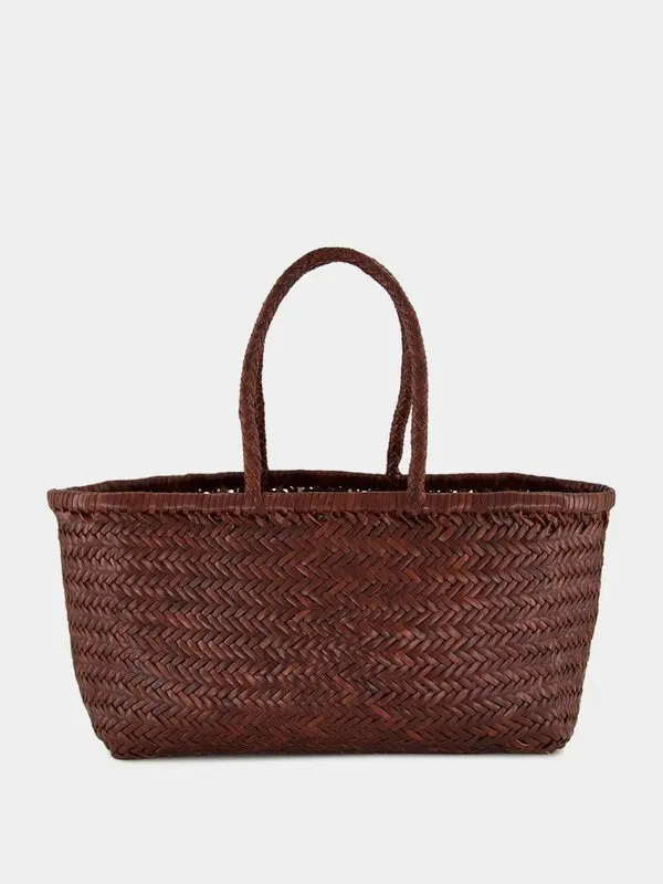 Dragon Diffusion Triple Jump Big Woven Leather Tote - Brown