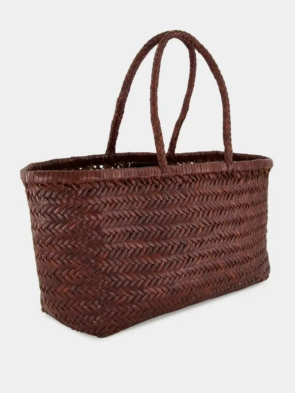 Dragon Diffusion Triple Jump Big Woven Leather Tote - Brown