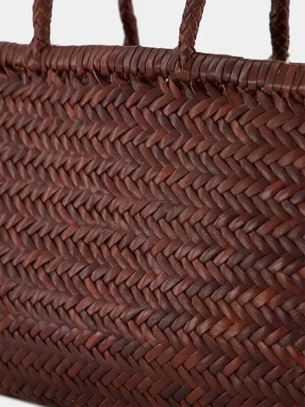 Dragon Diffusion Triple Jump Big Woven Leather Tote - Brown