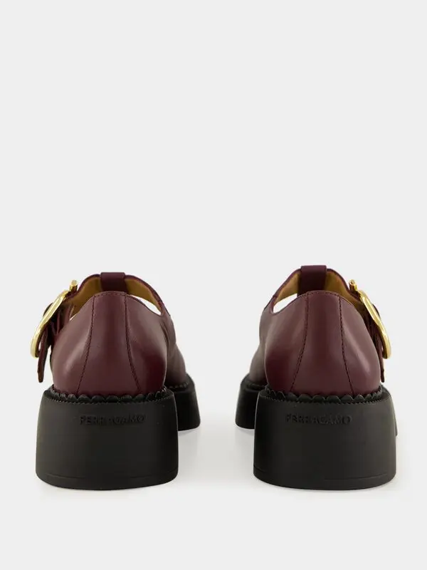 FERRAGAMO Leather Buckle Loafers