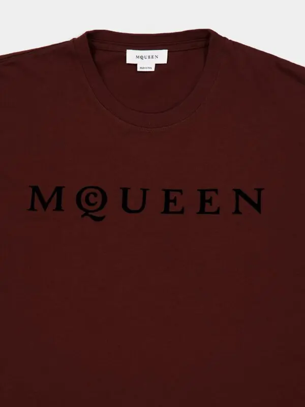 Alexander McQueen Madder Flocked Logo T-shirt - Burgundy