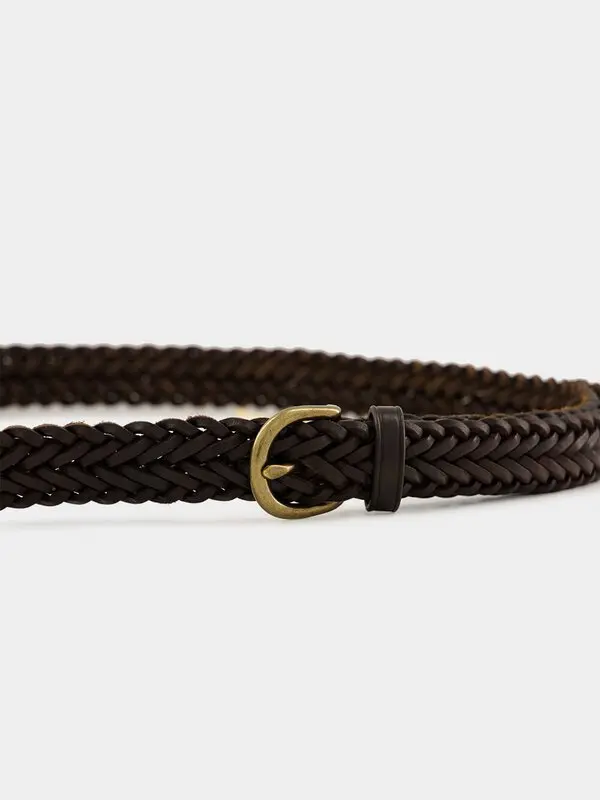 Dragon Diffusion Braided Leather Polo Tip Belt - Brown