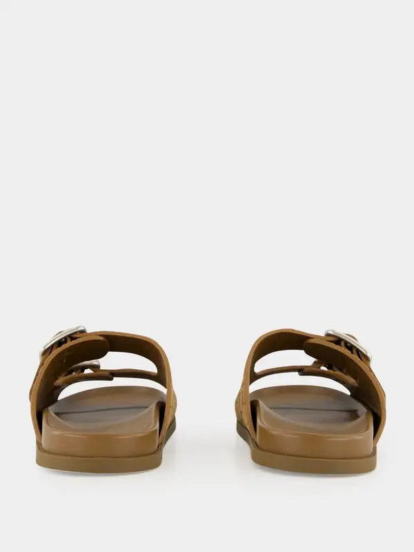 Gucci Gg Suede Double Buckle Sandals