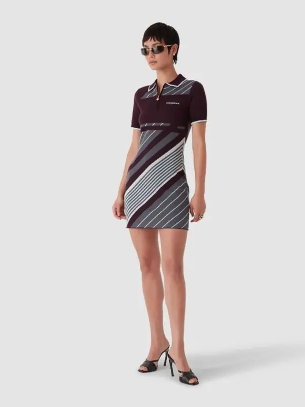 Casablanca Striped Merino Wool Mini Dress - Burgundy