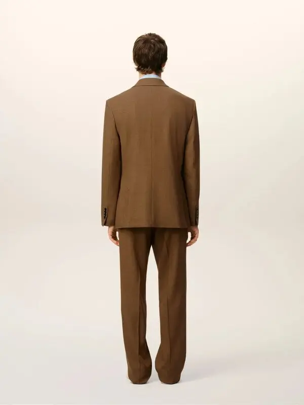 AMI Paris Wool Twill Double-breasted Jacket - Brown