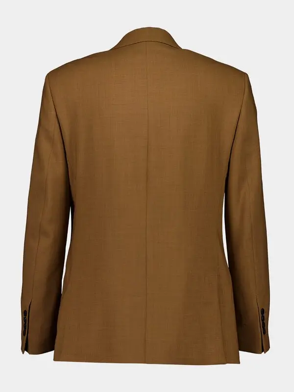 AMI Paris Wool Twill Double-breasted Jacket - Brown