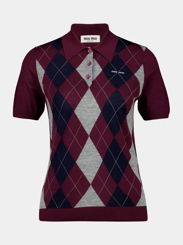 Miu Miu Argyle Wool Polo Shirt
