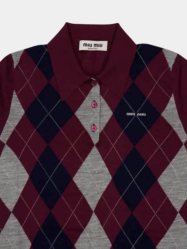 Miu Miu Argyle Wool Polo Shirt