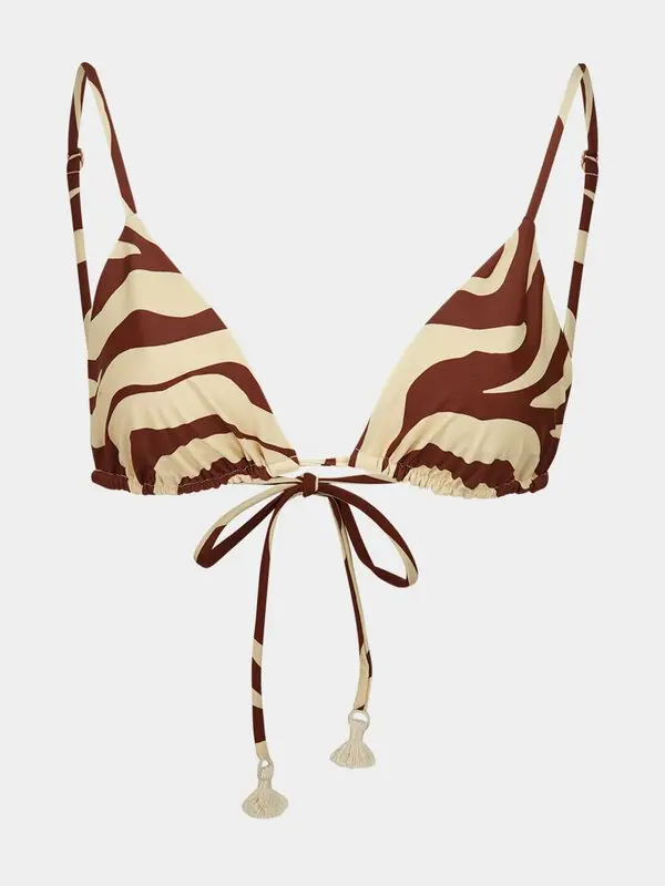 Johanna Ortiz Konibo Triangle Bikini Top - Brown