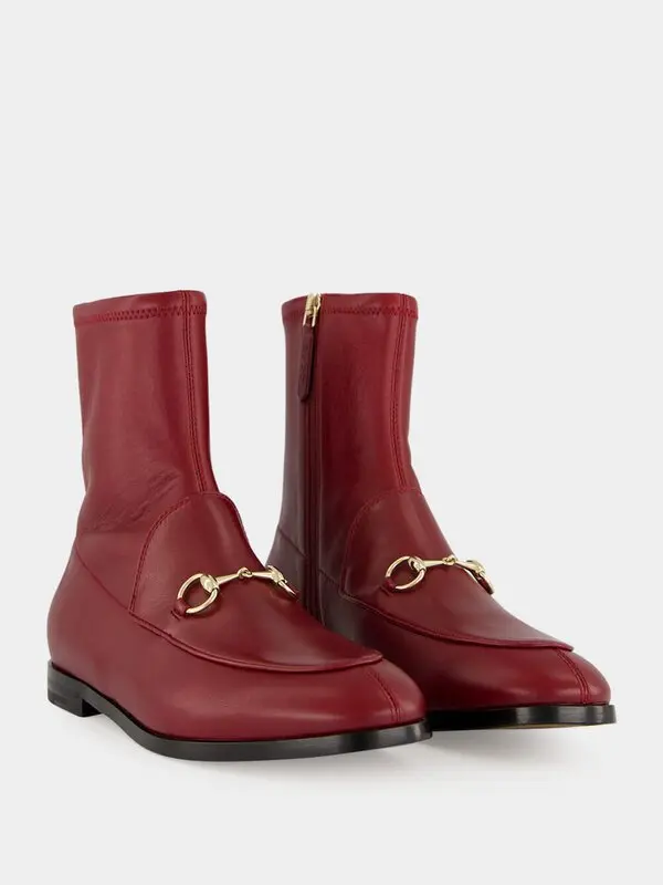 Gucci Leather Jordaan Ankle Boots - Burgundy
