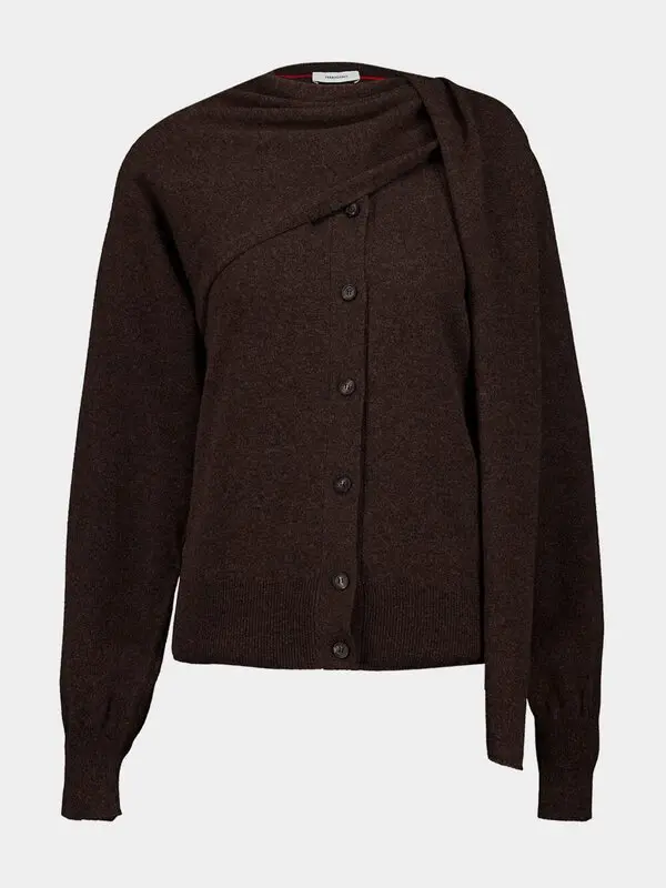 FERRAGAMO Swedish Clay Mélange Wool Cardigan - Brown