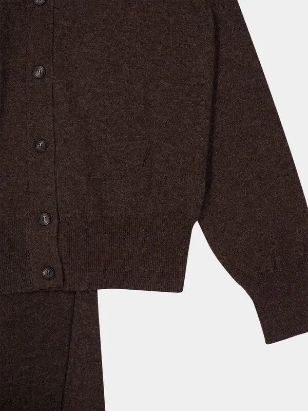 FERRAGAMO Swedish Clay Mélange Wool Cardigan - Brown