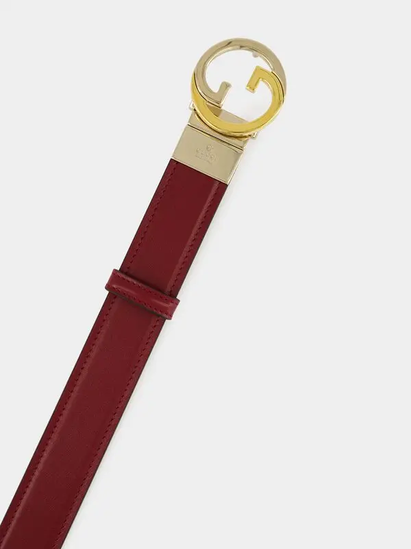 Gucci Leather Reversible Blondie Belt - Burgundy | Editorialist display picture 1