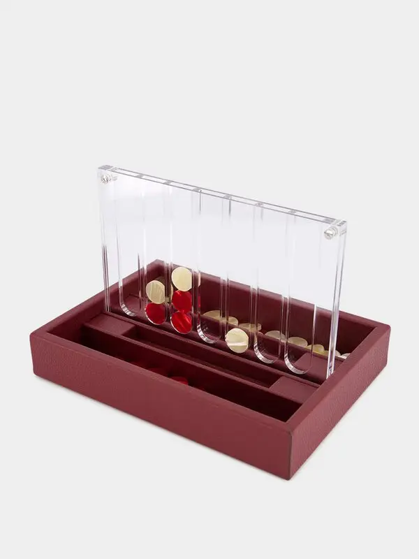 HECTOR SAXE PARIS Leather Connect 4 Game - Burgundy