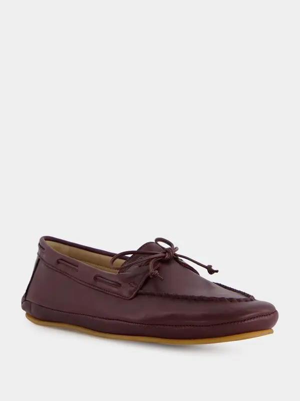 Le Monde Beryl Leather Driver Moccasins - Burgundy