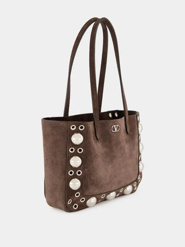 Valentino Garavani Nellcôte Mini Suede Shopper - Brown