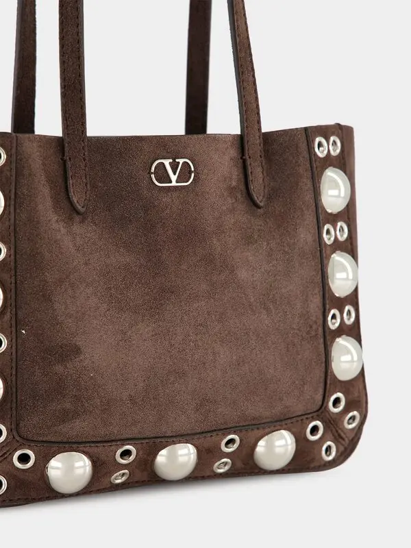 Valentino Garavani Nellcôte Mini Suede Shopper - Brown
