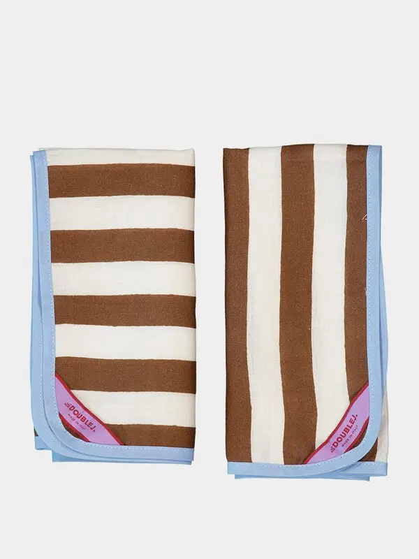 La DoubleJ Riviera Large Napkins Set Of 2 - Brown