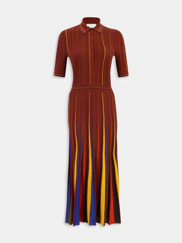 Gabriela Hearst Calypso Pinstripe Knit Midi Dress - Brown