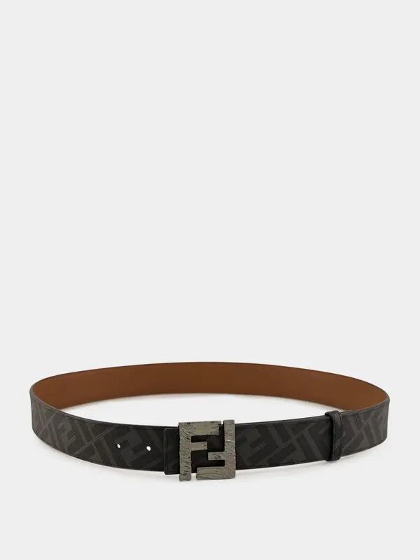 Fendi Leather & Ff Canvas Reversible Belt - Brown