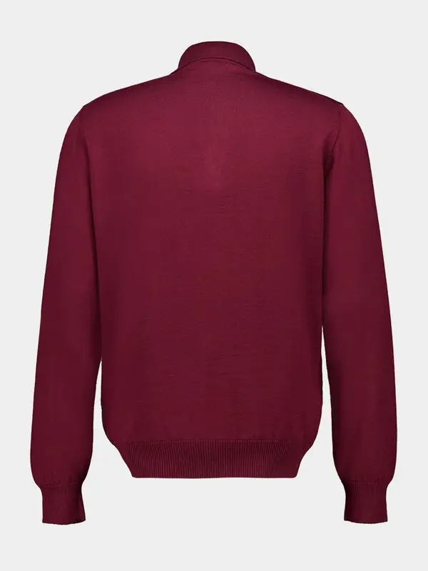 Fendi Wool Long-sleeve Polo - Burgundy