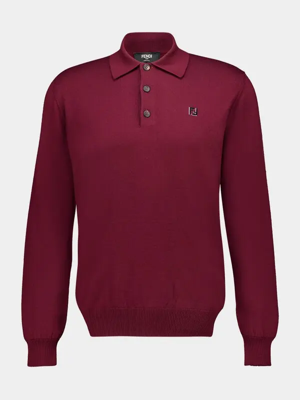 Fendi Wool Long-sleeve Polo - Burgundy